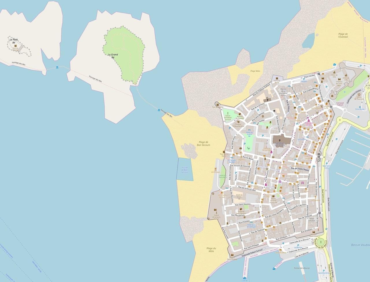 Carte de Saint-Malo plan des 24 lieux à voir