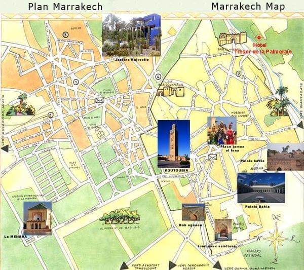 Carte de Marrakech : Plan touristique Marrakech